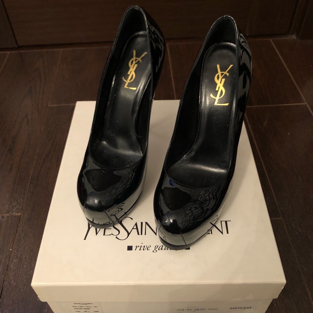 Ysl Black Patent Leather Tribtoo Pumps - Gem